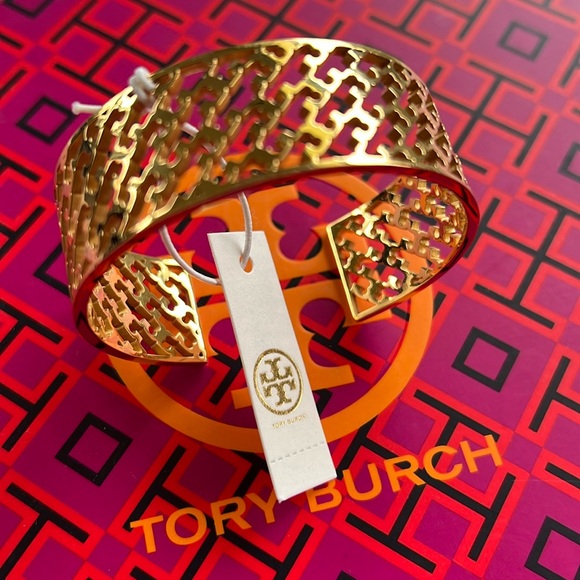 Tory Burch | Jewelry | Tory Burch New With Tags T Link Logo Yellow Gold ...